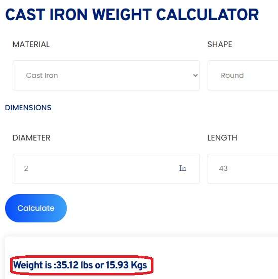 Steel Weight Calculator - Cast Iron & Metal Weight Formulas