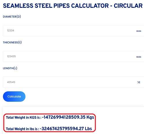 Seamless Steel Pipe Weight Calculator (Round/Circular) - Online Tool