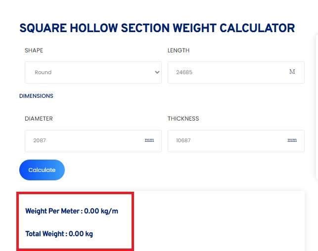 Hollow Section Weight Calculator – Square, Round & Rectangular Steel